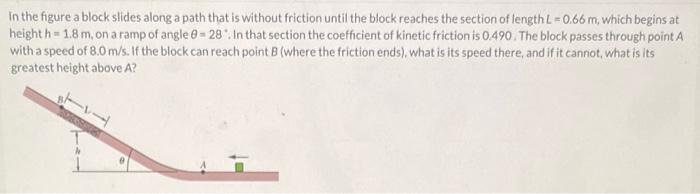 Solved In the figure a block slides along a path that is | Chegg.com