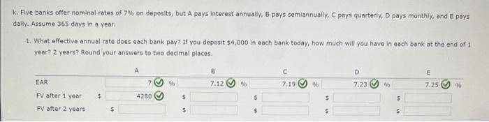Solved k. Five banks offer nominal rates of 7% on deposits, | Chegg.com