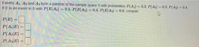 Solved Events A1, A, and A3 form a partiton of the sample | Chegg.com