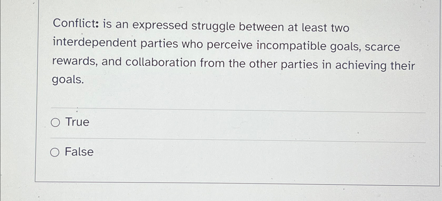 Solved Conflict: is an expressed struggle between at least | Chegg.com