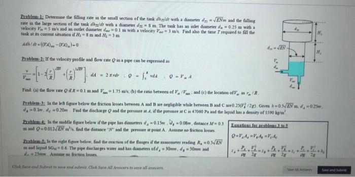 Solved Problem.. Determine the filling rate in the small | Chegg.com