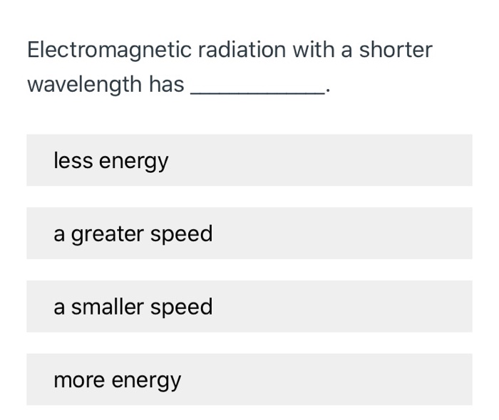 Solved Electromagnetic radiation with a shorter wavelength | Chegg.com