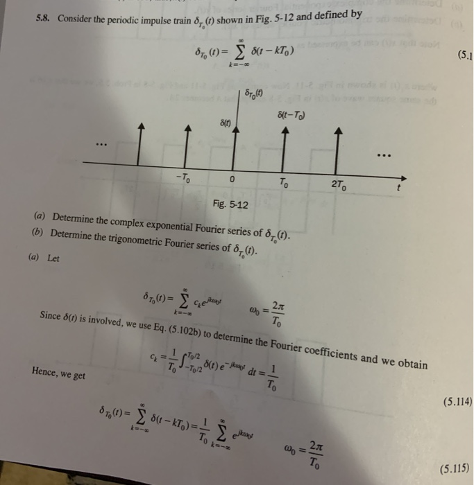 Solved 5.8. Consider the periodic impulse train 8. (1) shown | Chegg.com