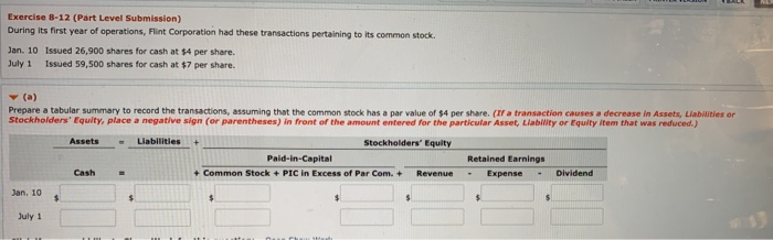 Solved Exercise 8-12 (Part Level Submission) During its | Chegg.com