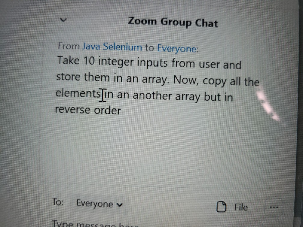 Solved Zoom Group Chat From Java Selenium to Everyone: Take | Chegg.com