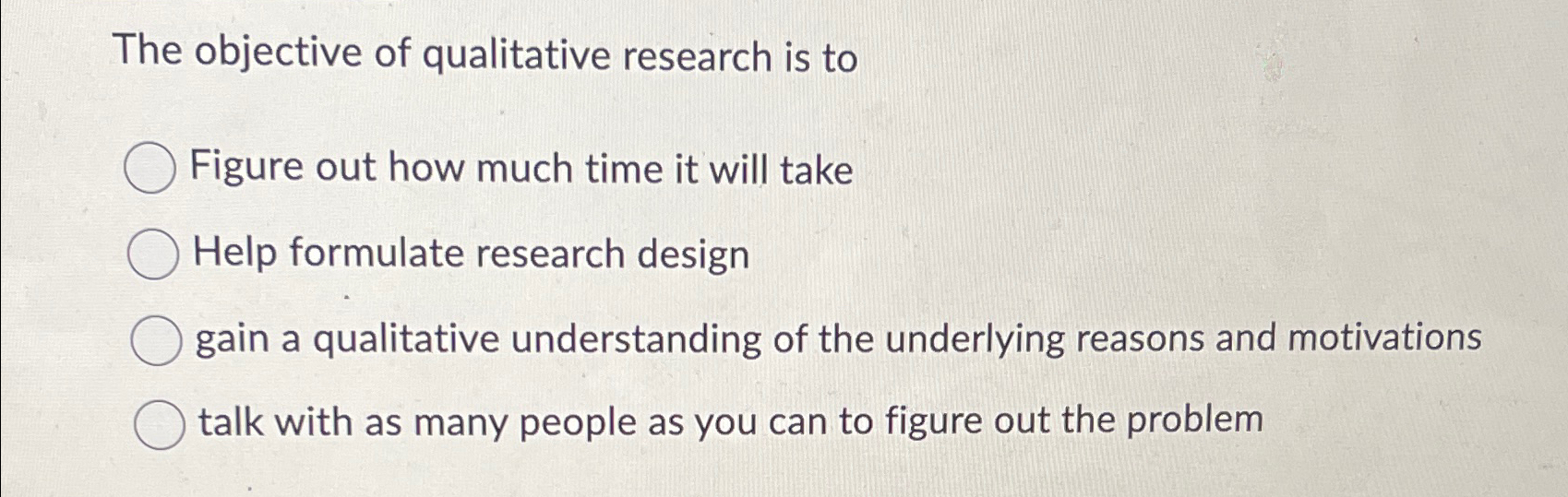 Solved The objective of qualitative research is toFigure out | Chegg.com