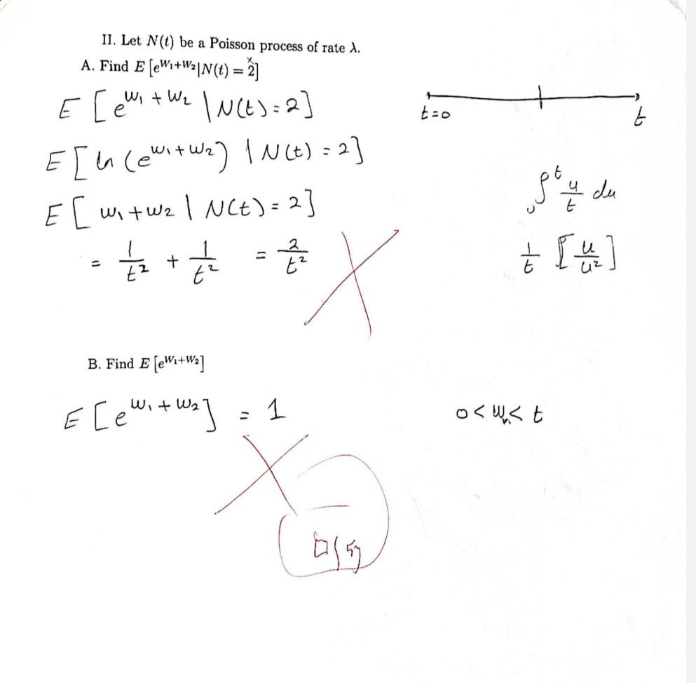 II. Let N(t) be a Poisson process of rate λ. A. Find | Chegg.com