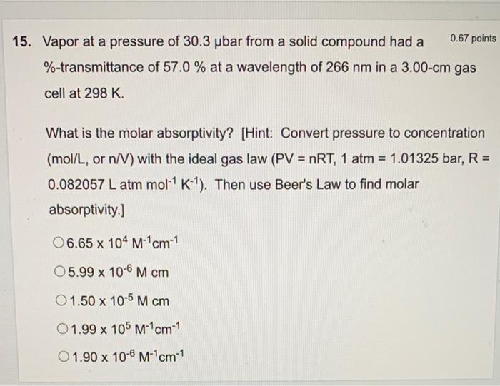 Solved Vapor at a pressure of 30.3μbar from a solid compound | Chegg.com
