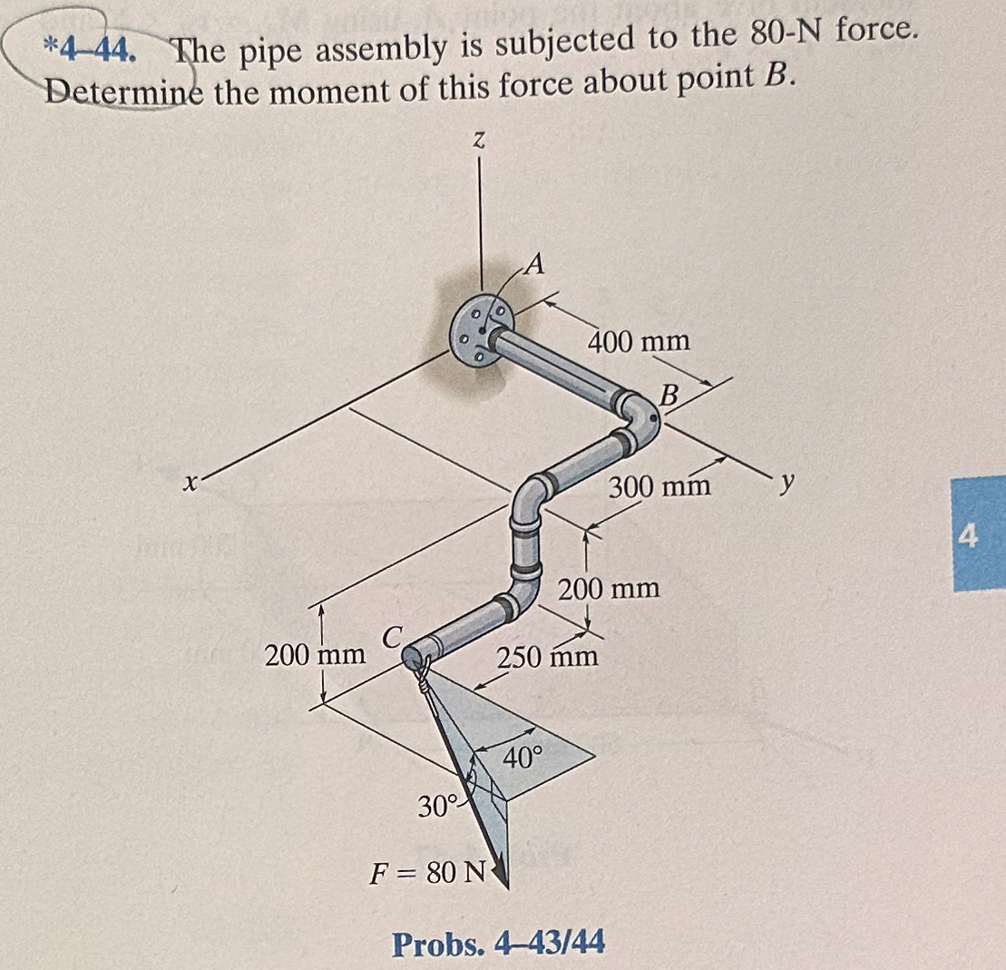 Solved *4-44. ﻿The pipe assembly is subjected to the 80-N | Chegg.com