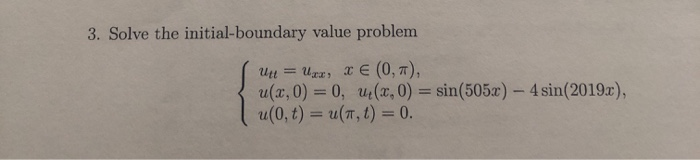 Solved 3. Solve the initial-boundary value problem Un = Uxx, | Chegg.com