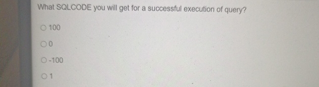 Solved What SQLCODE you will get for a successful execution | Chegg.com