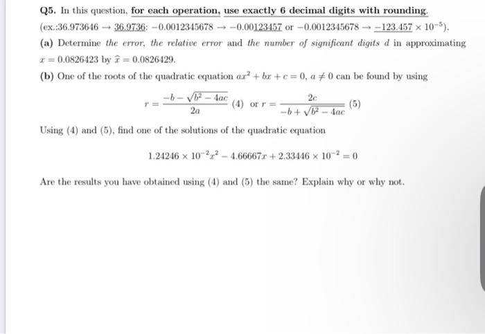 Solved Q5. In this question, for each operation, use exactly | Chegg.com