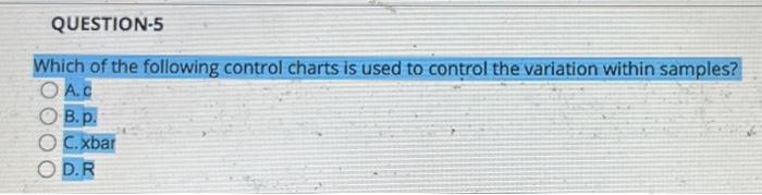Solved Which of the following control charts is used to | Chegg.com