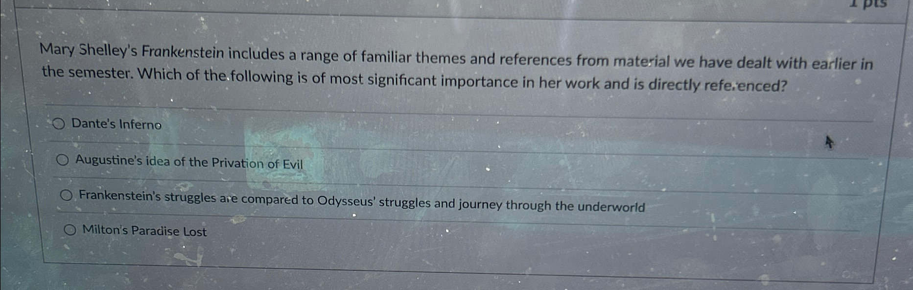 Solved Mary Shelley's Frankenstein includes a range of | Chegg.com