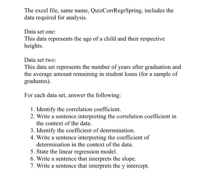Solved The Excel File Same Name Quizcorrregrspring