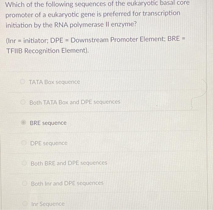 Solved Which of the following sequences of the eukaryotic | Chegg.com