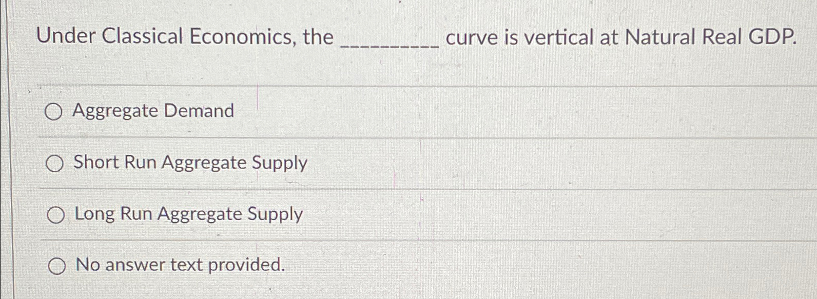 Solved Under Classical Economics, the curve is vertical at | Chegg.com