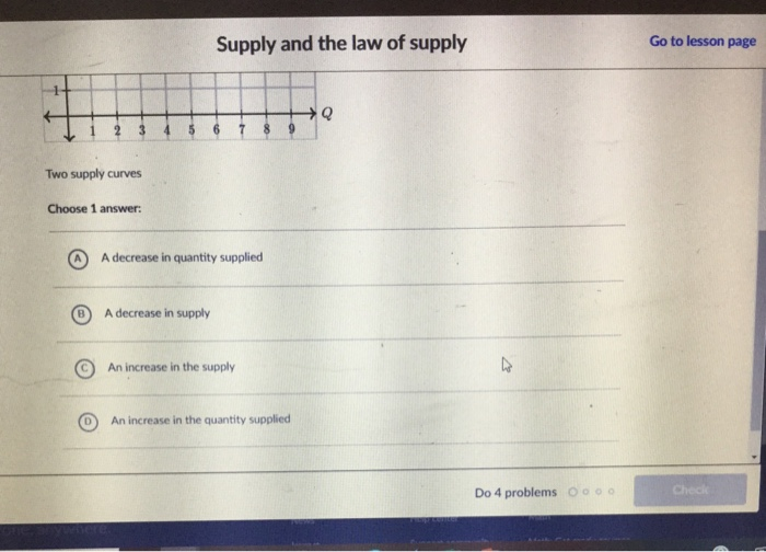 Solved Х Supply and the law of supply Go to lesson page | Chegg.com