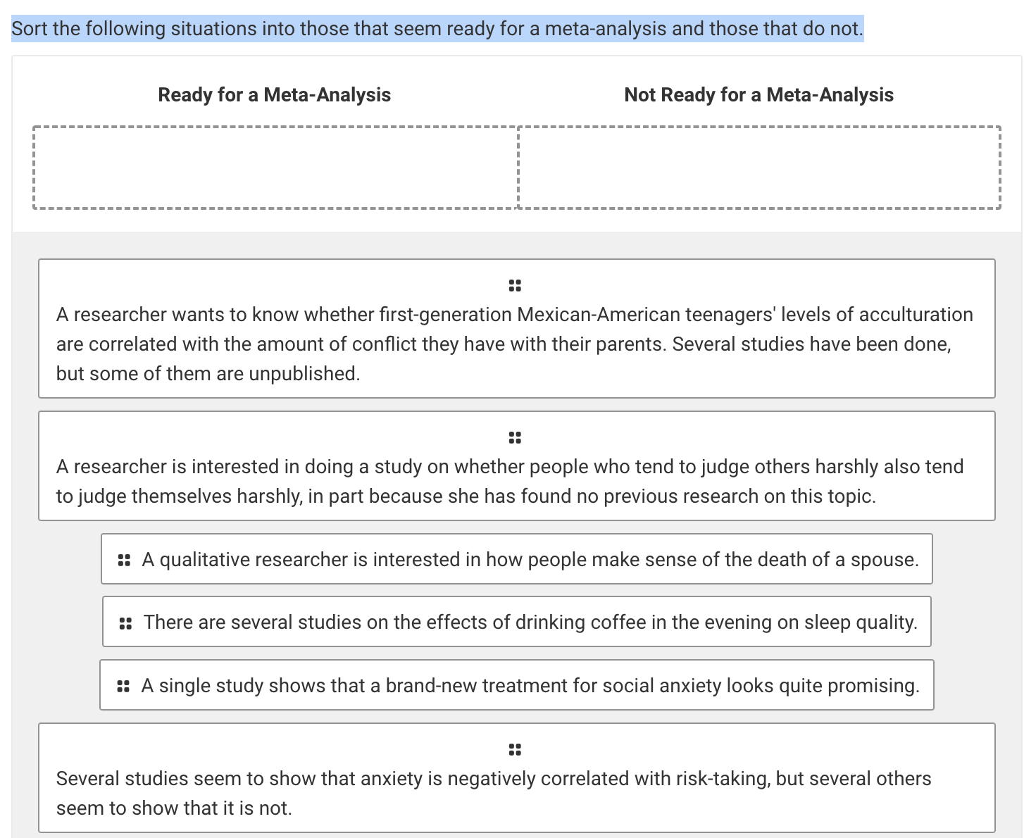 Solved Sort the following situations into those that seem | Chegg.com