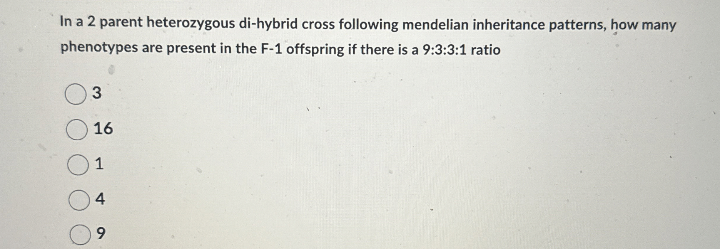 Solved In a 2 ﻿parent heterozygous di-hybrid cross following | Chegg.com