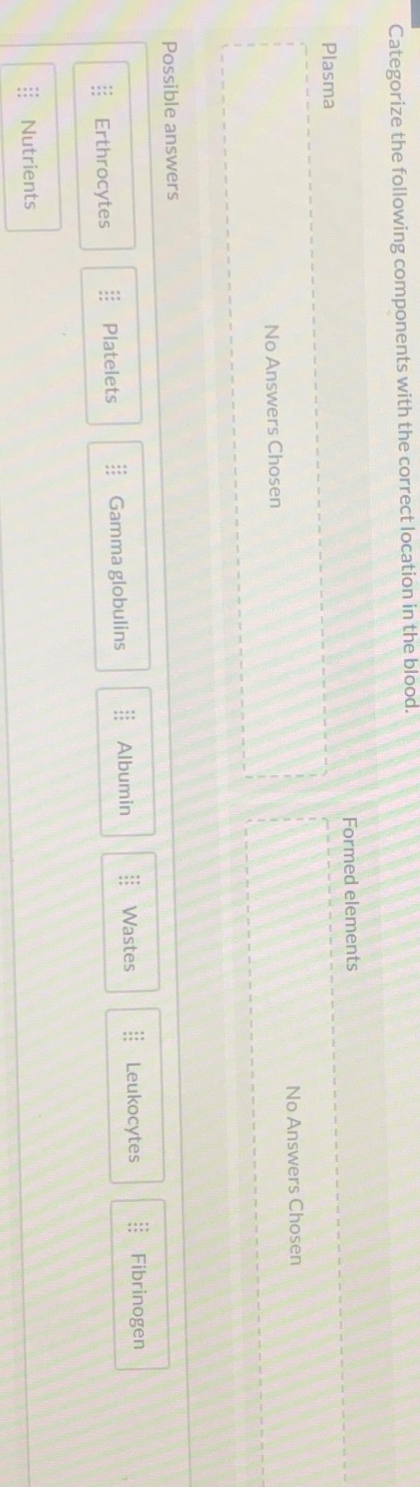Solved Categorize the following components with the correct | Chegg.com