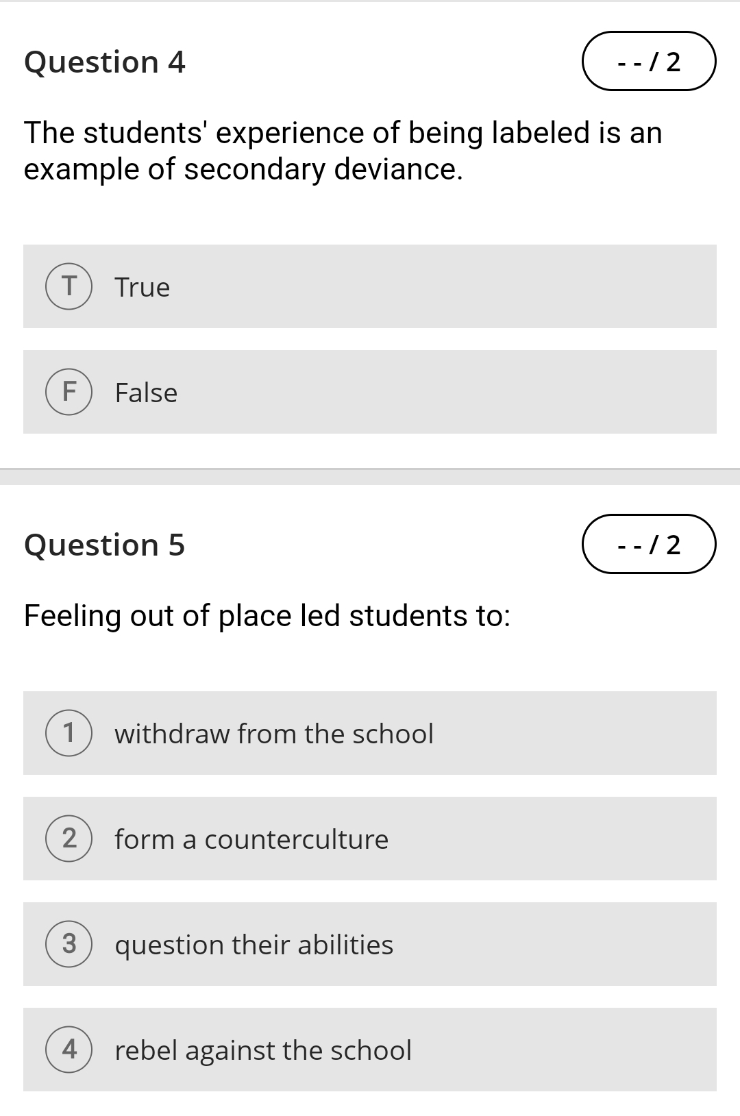 Solved Question 4The students' experience of being labeled | Chegg.com