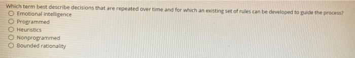 Solved Which term best describe decisions that are repeated | Chegg.com