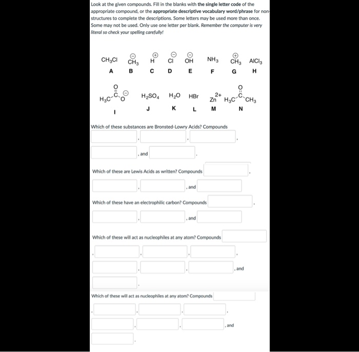 Solved Look at the given compounds. Fill in the blanks with | Chegg.com