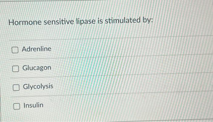 Solved Hormone sensitive lipase is stimulated by: Adrenline | Chegg.com