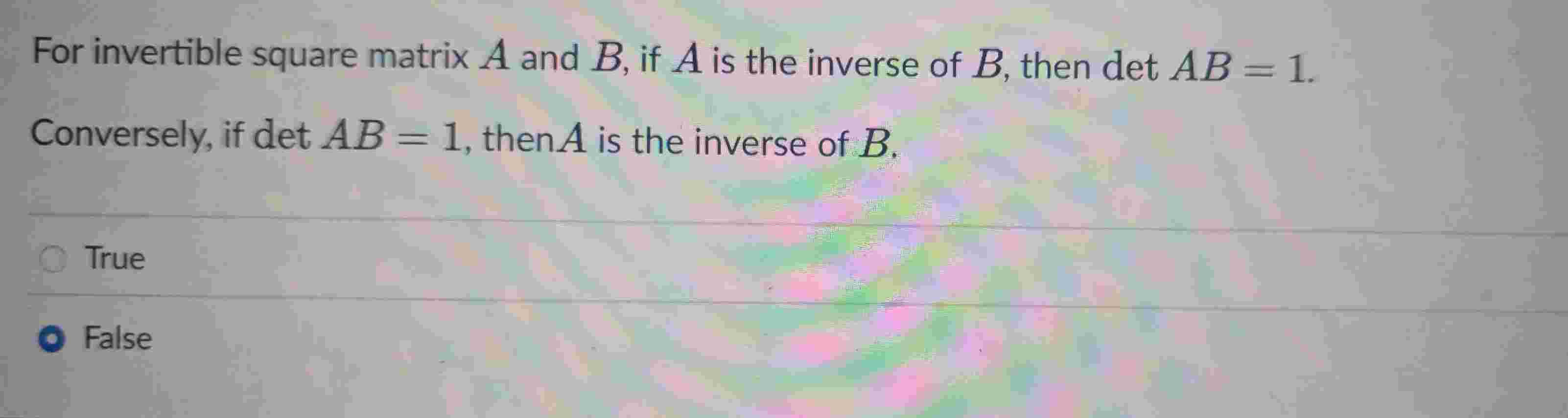 Solved For invertible square matrix A and B, if A is ﻿the | Chegg.com
