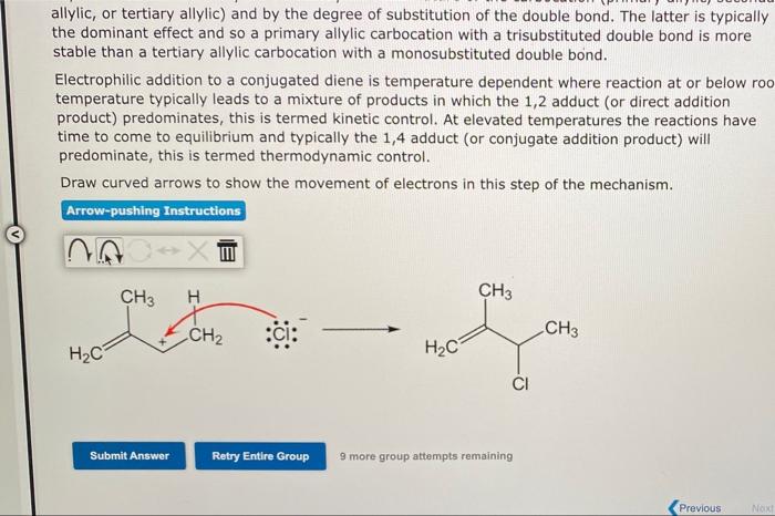 Solved allylic, or tertiary allylic) and by the degree of | Chegg.com