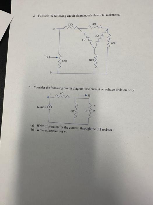 Solved 4. Consider the following circuit diagram, calculate | Chegg.com