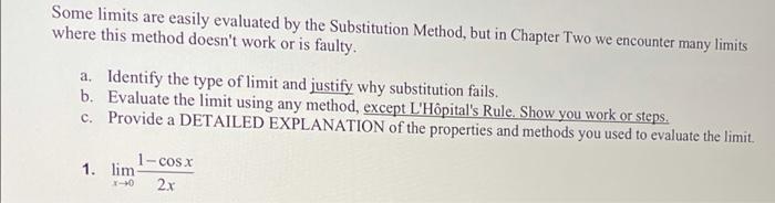 Solved Some limits are easily evaluated by the Substitution | Chegg.com