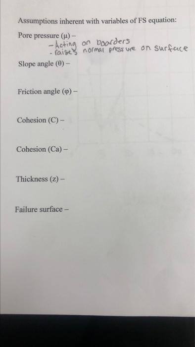 what are the inherent assuptions vith these variables | Chegg.com
