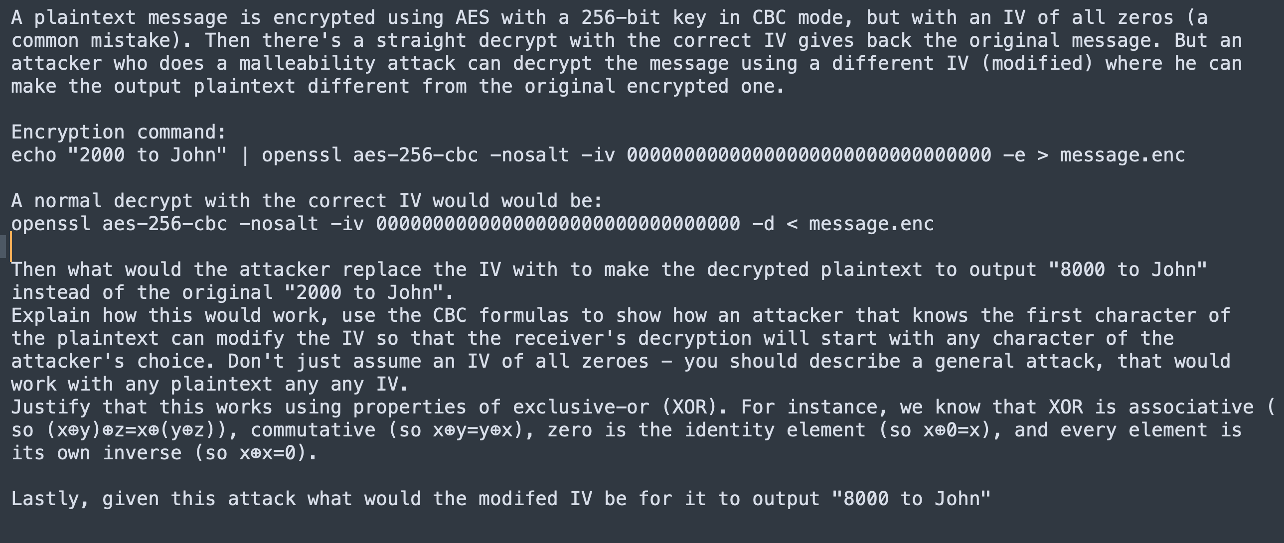 Solved A plaintext message is encrypted using AES with a | Chegg.com