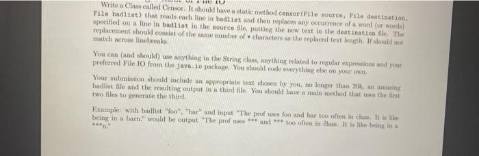 Solved Write a Class cilled Censor. It should have a statio | Chegg.com
