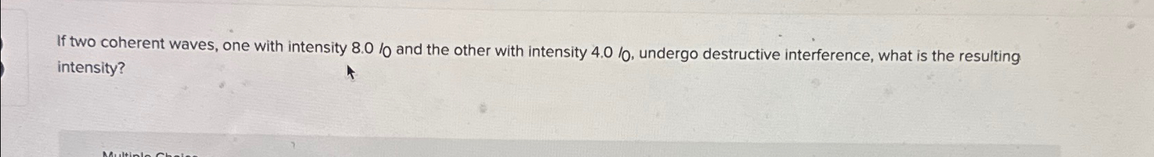 Solved If two coherent waves, one with intensity 8.0% ﻿and | Chegg.com