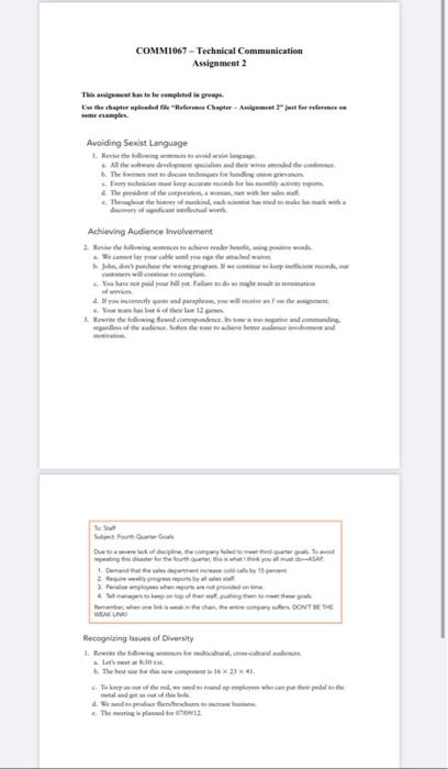 COMM1067 - Technical Communication Assignment 2 This | Chegg.com