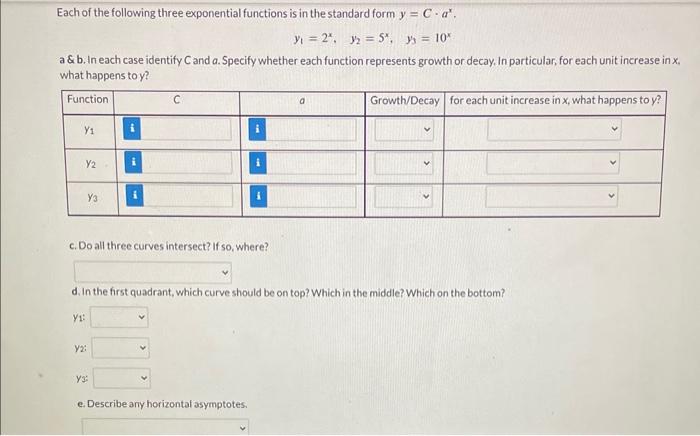 Solved Each of the following three exponential functions is | Chegg.com