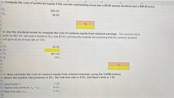 Solved c. Compute the cost of preferred equity if the | Chegg.com