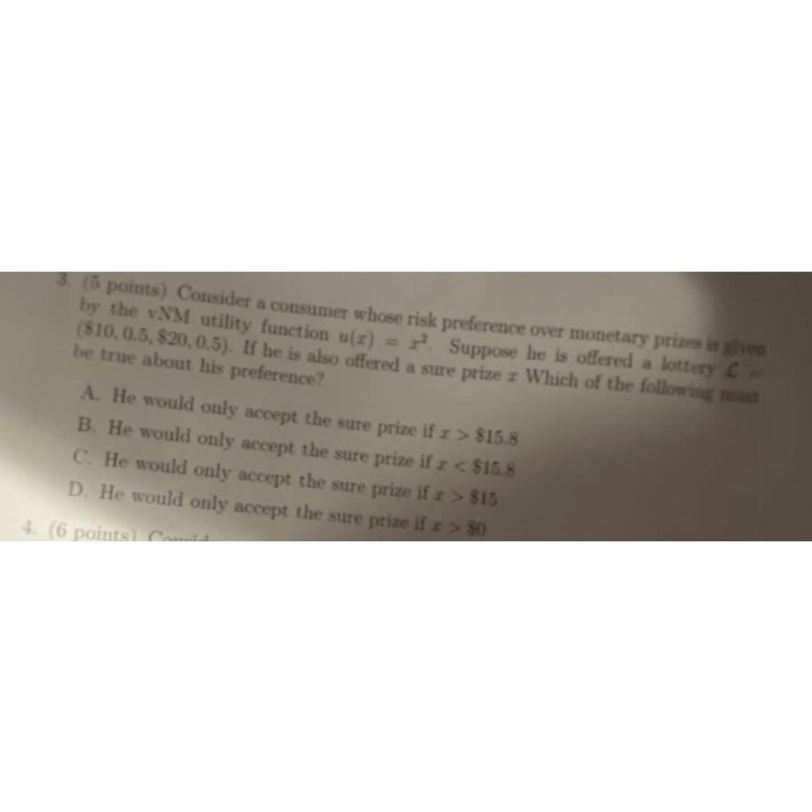Solved (5 ﻿points) ﻿Consider a consumer whose risk | Chegg.com