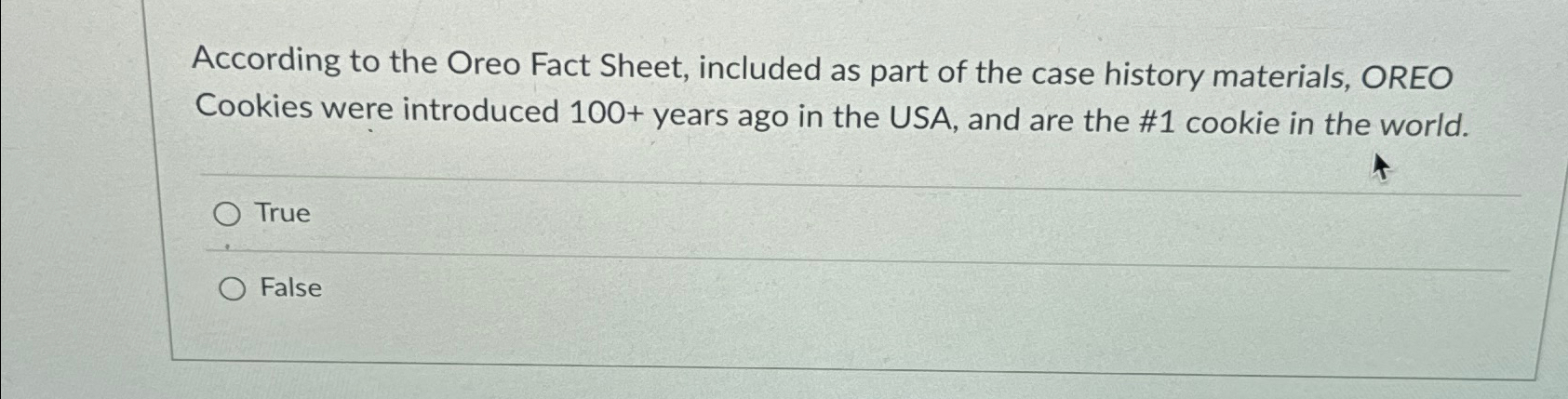 Solved According to the Oreo Fact Sheet, included as part of | Chegg.com