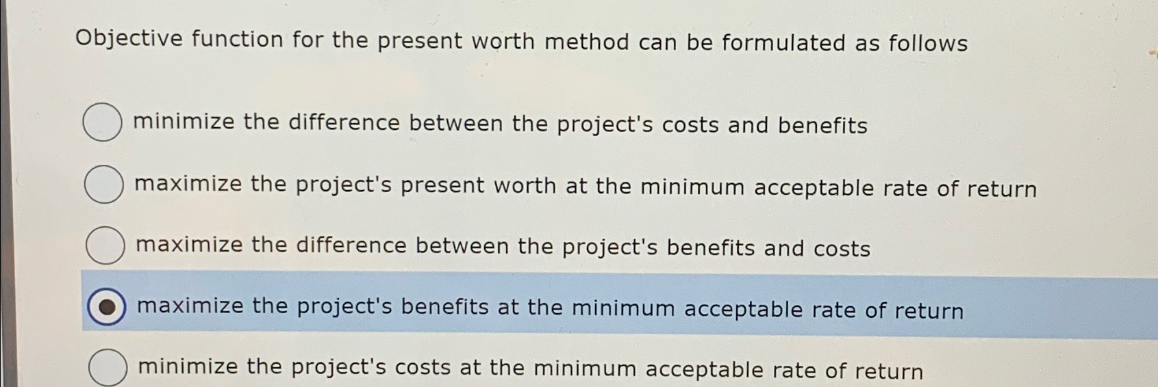 Solved Objective function for the present worth method can | Chegg.com