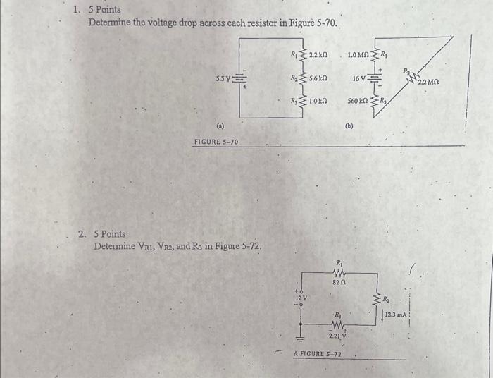 Solved 1. 5 Points Determine the voltage drop across each | Chegg.com