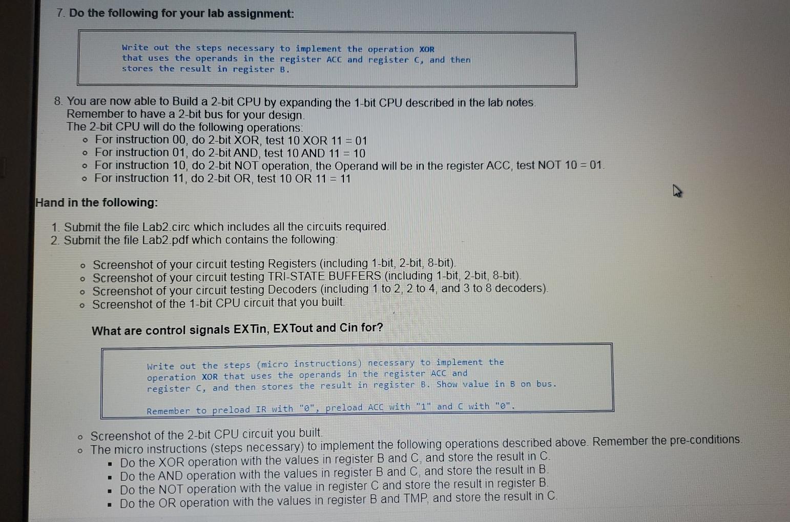 1. Create a project Lab2.circ in the Logisim. 2. Add | Chegg.com