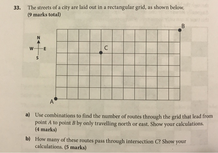 Solved 33. The streets of a city are laid out in a | Chegg.com
