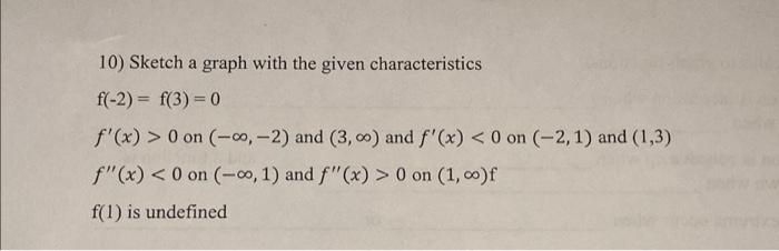 Solved 10) Sketch a graph with the given characteristics | Chegg.com