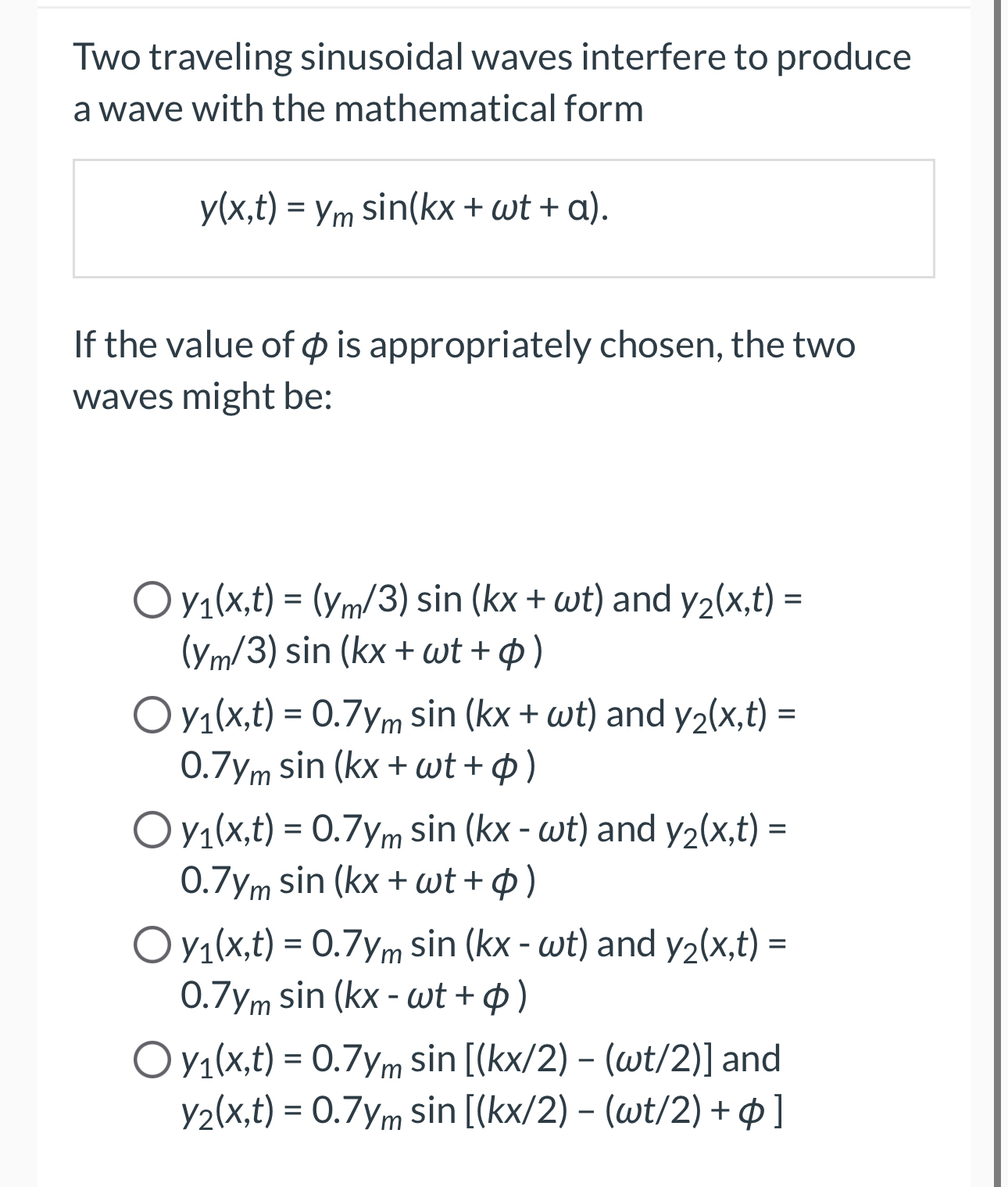 Solved Two Traveling Sinusoidal Waves Interfere To Produce A