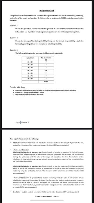 Solved Assignment Task பழthari stimation of the man tandard | Chegg.com