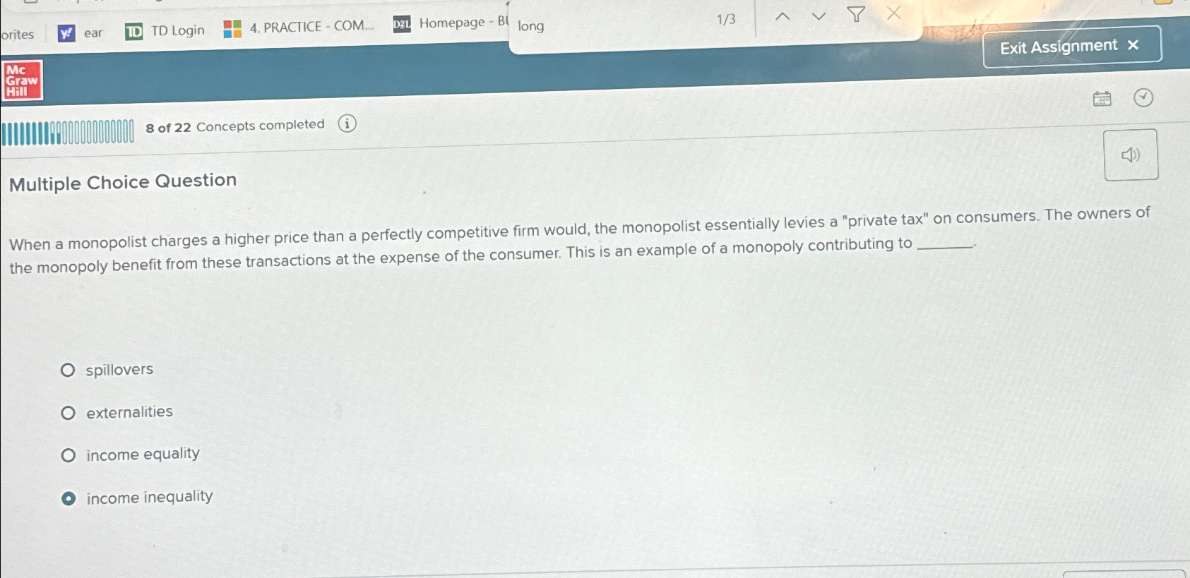 Solved Exit AssignmentMcGraw8 ﻿of 22 ﻿Concepts completed | Chegg.com